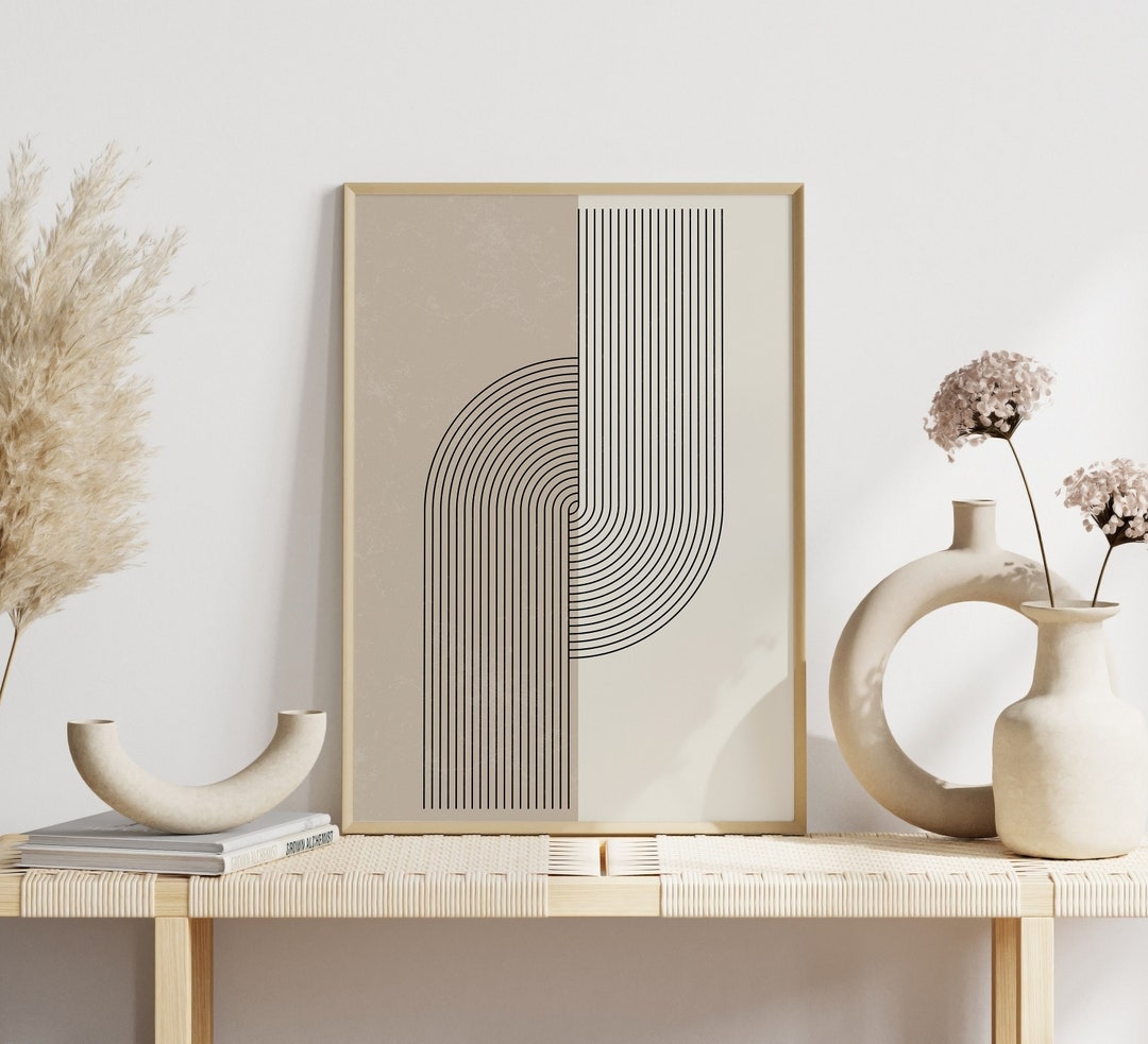 Boho Figure Neutral Beige Modern Wall Art, Simple Minimalist Living ...