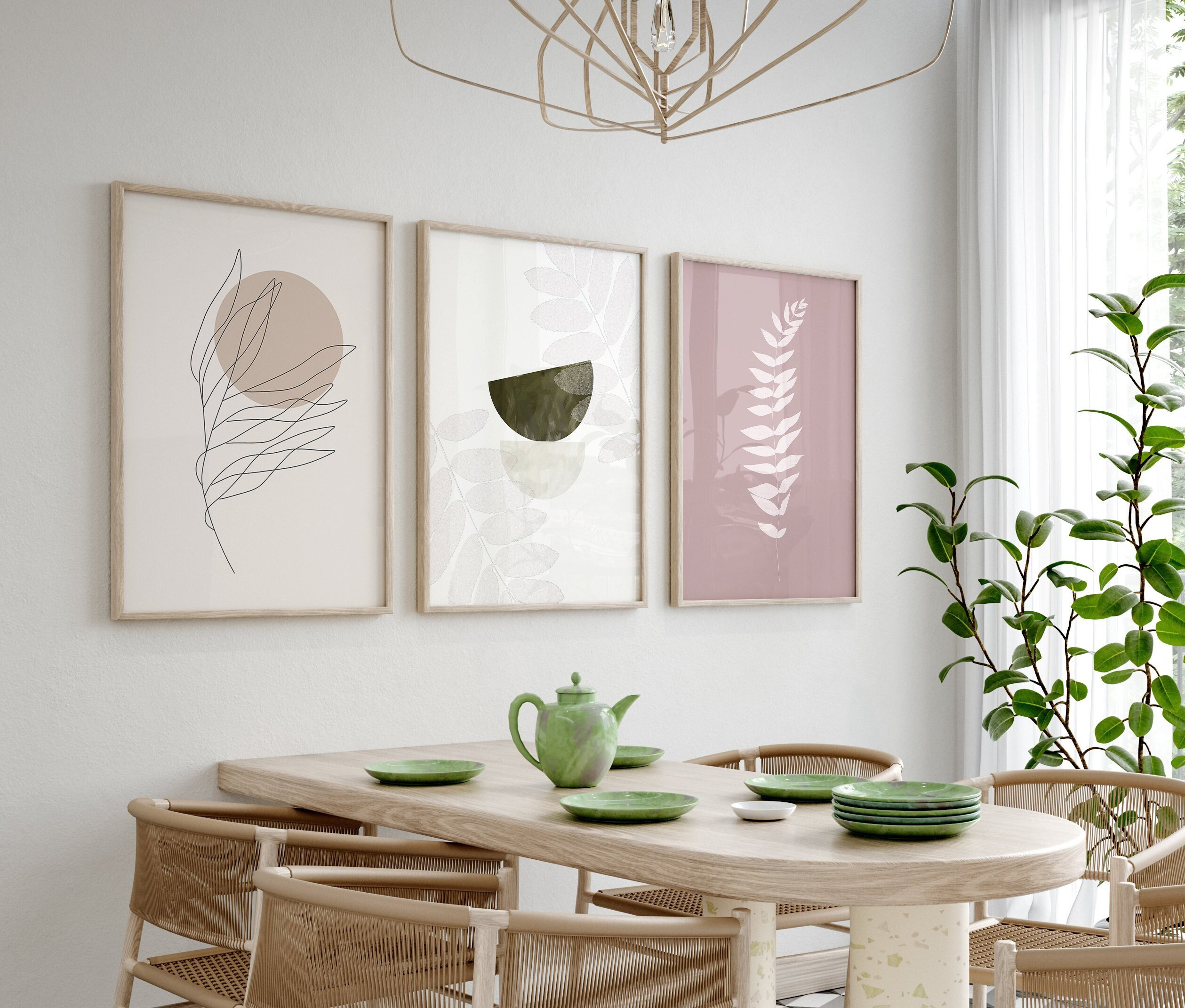 Soft Color Boho Minimalist Wall Art Set of 3, Simple Modern Wall Art ...