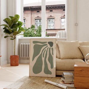 Green Trendy Boho Botanical Gallery Wall Art Set of 3, Matisse Leaf ...