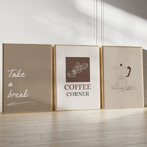 Coffee Bar Wall Art Set of 6, Printable Kitchen Decor, Neutral Cafe ...