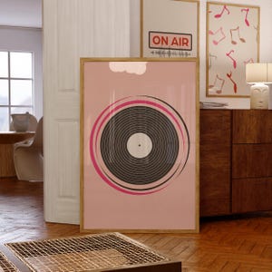 Retro Record Music Room Wall Art Set of 3, Modern Trendy Abstract Home ...
