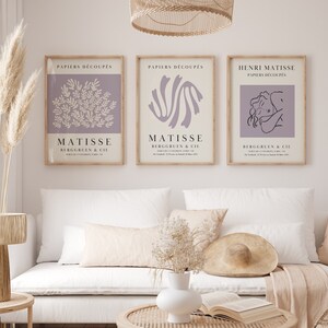 Matisse Gallery Wall Art Set of 3, Soft Color Matisse Prints, Abstract ...
