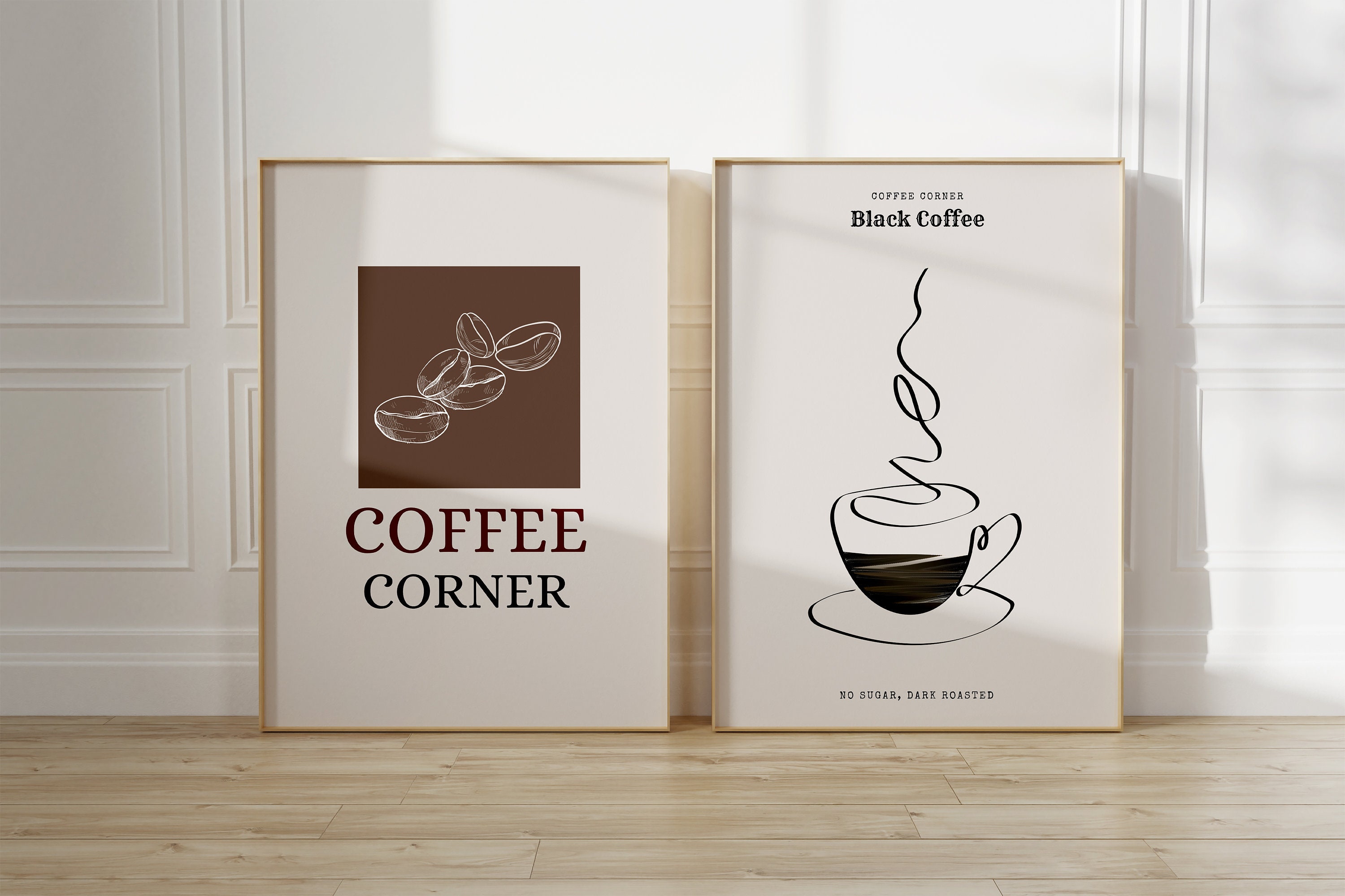 Coffee Bar Wall Art Set of 6, Printable Kitchen Decor, Neutral Cafe ...