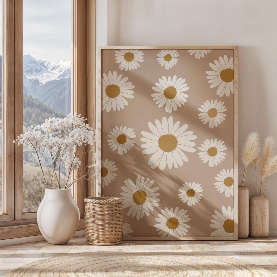 Flower Daisy Wall Art, Botanical Digital Prints, Boho Decor, Flower ...