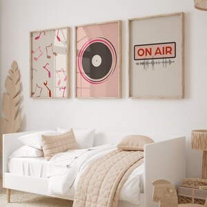 Retro Record Music Room Wall Art Set of 3, Modern Trendy Abstract Home ...