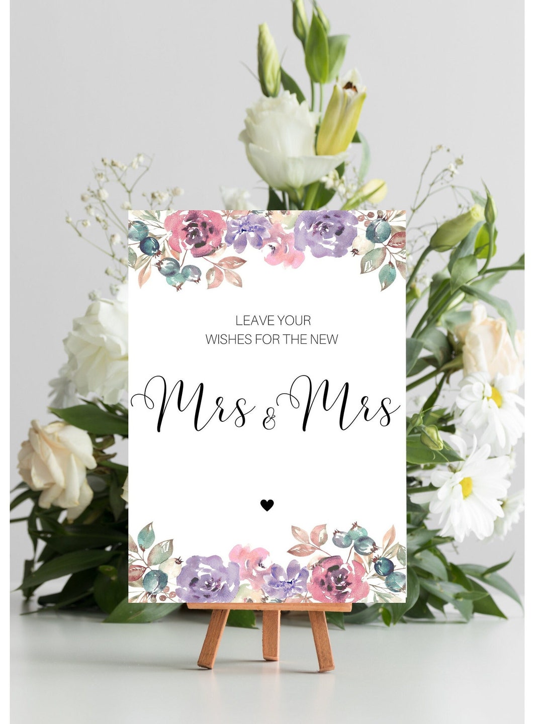Wedding Sign Mrs and Mrs Leave Wishes Sign Leave Wished for - Etsy