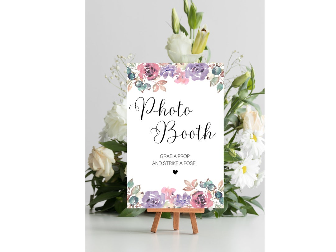 Photobooth Wedding Sign, Wedding Sign, Photo Booth Sign, Floral Design ...