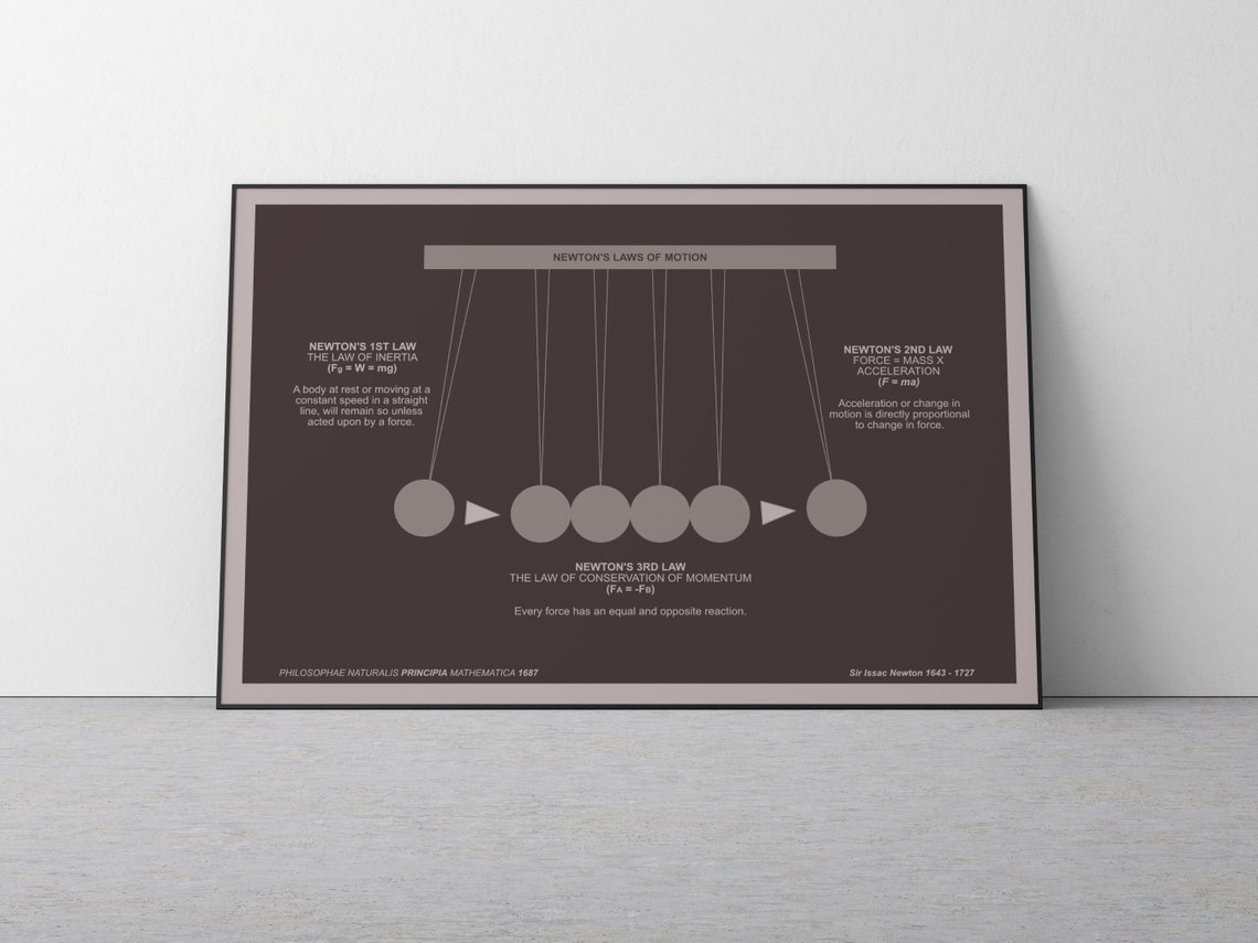NEWTON'S 3 Laws of Motion, Physics Art Poster, Printable Digital ...