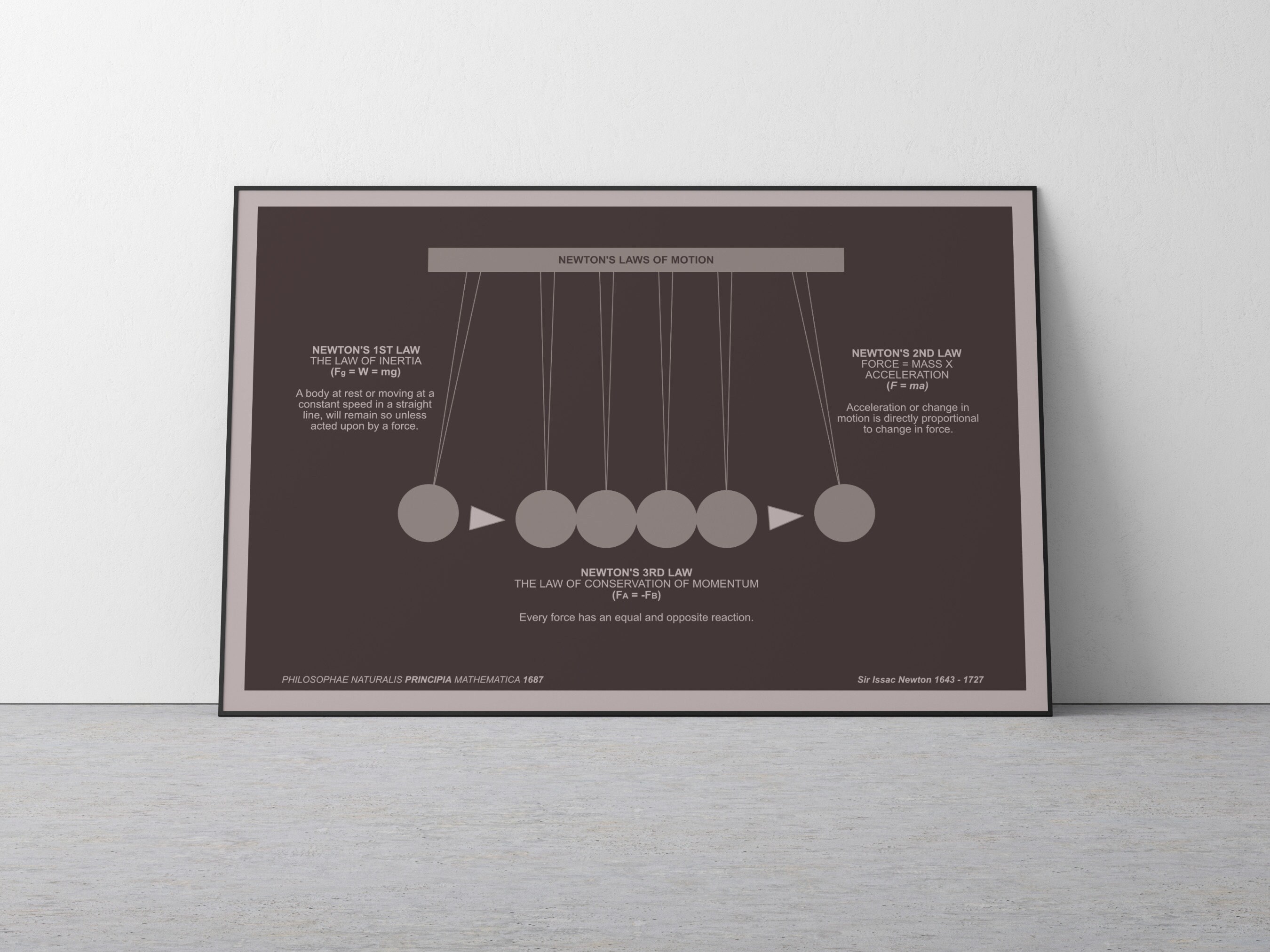 NEWTON'S 3 Laws of Motion, Physics Art Poster, Printable Digital ...