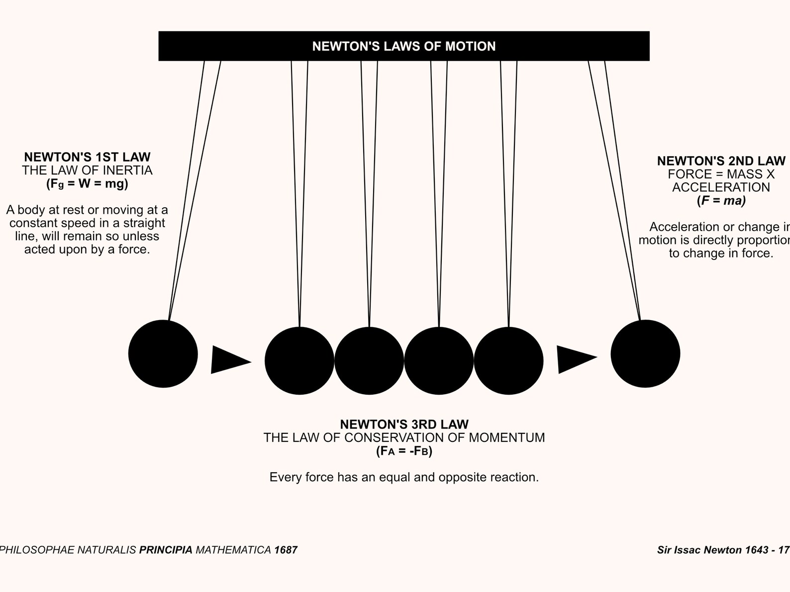 NEWTON'S 3 Laws of Motion, Physics Art Poster, Printable Digital ...