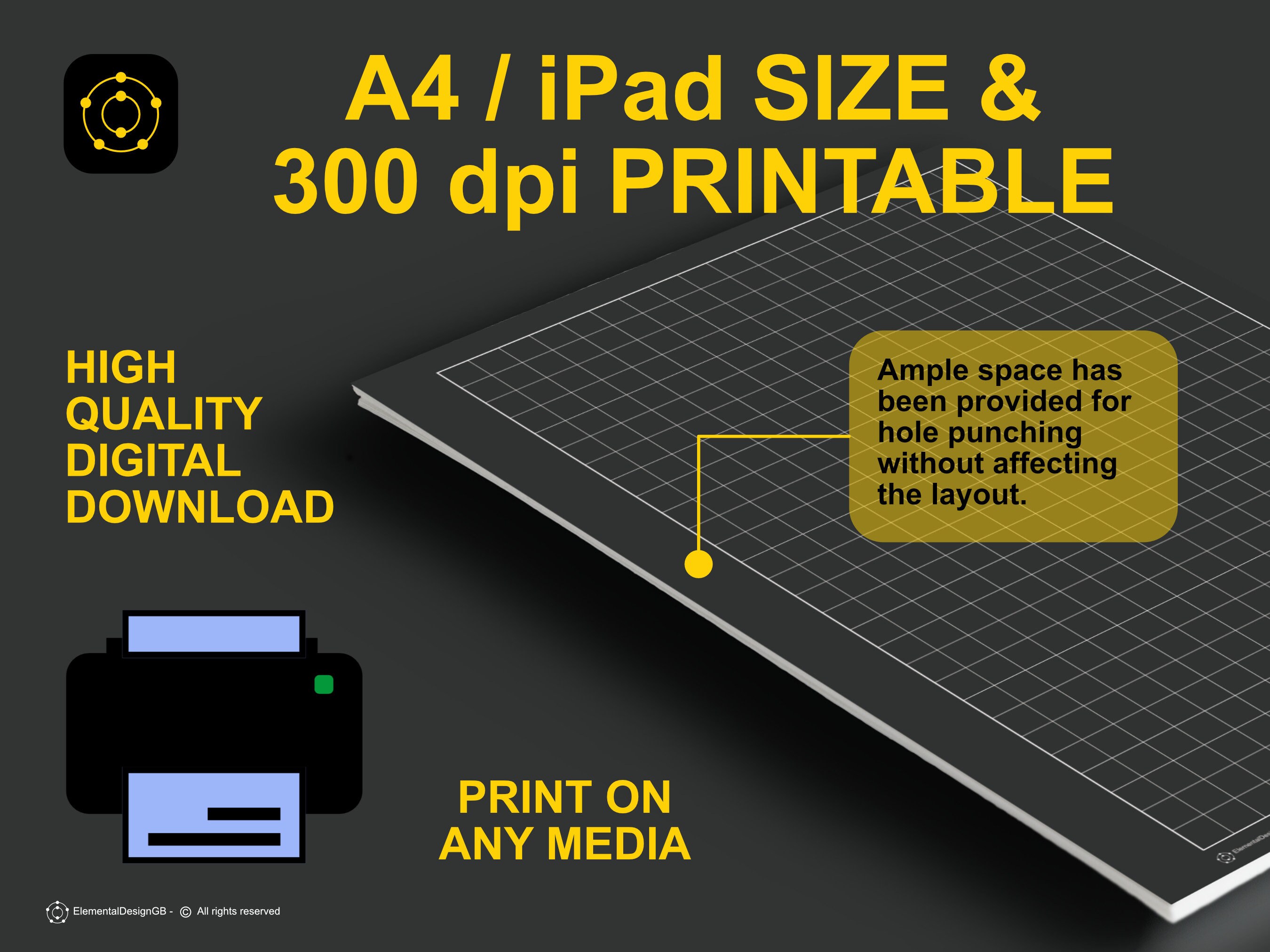 Digital Science Dark Note Paper, Goodnotes Notability Template Prints ...
