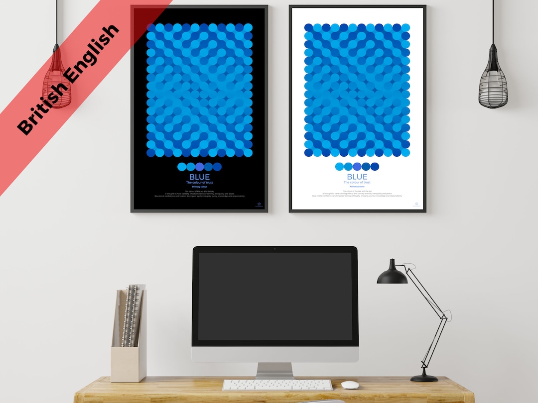 Colour Psychology BLUE V2, Light & Dark Color Theory Reference Posters ...