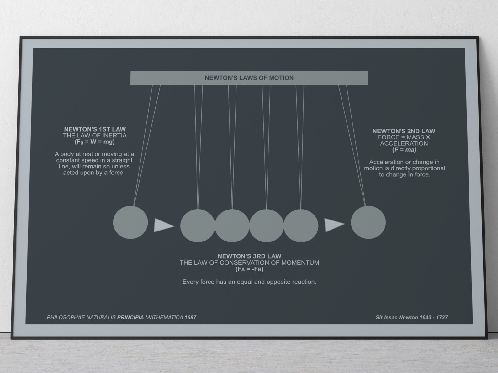 NEWTON'S 3 Laws of Motion, Physics Art Poster, Printable Digital ...