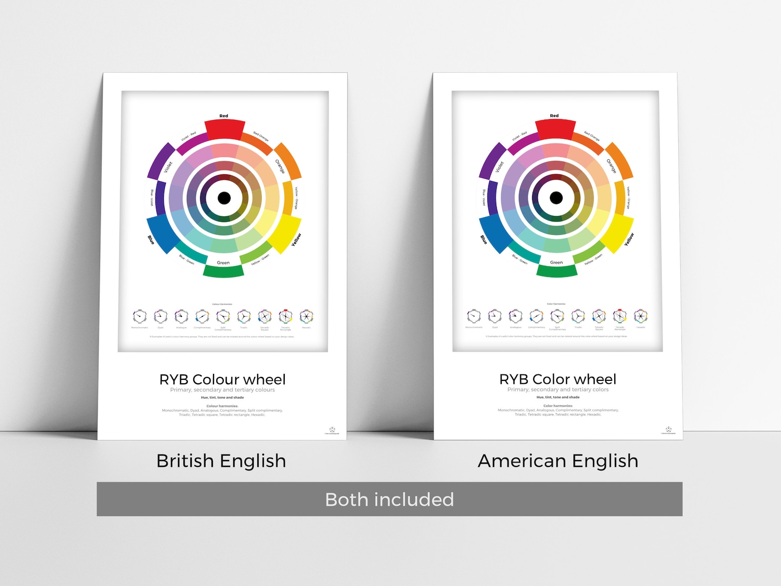 Colour Wheel, Color Theory Reference Poster, Artist/designer Digital ...
