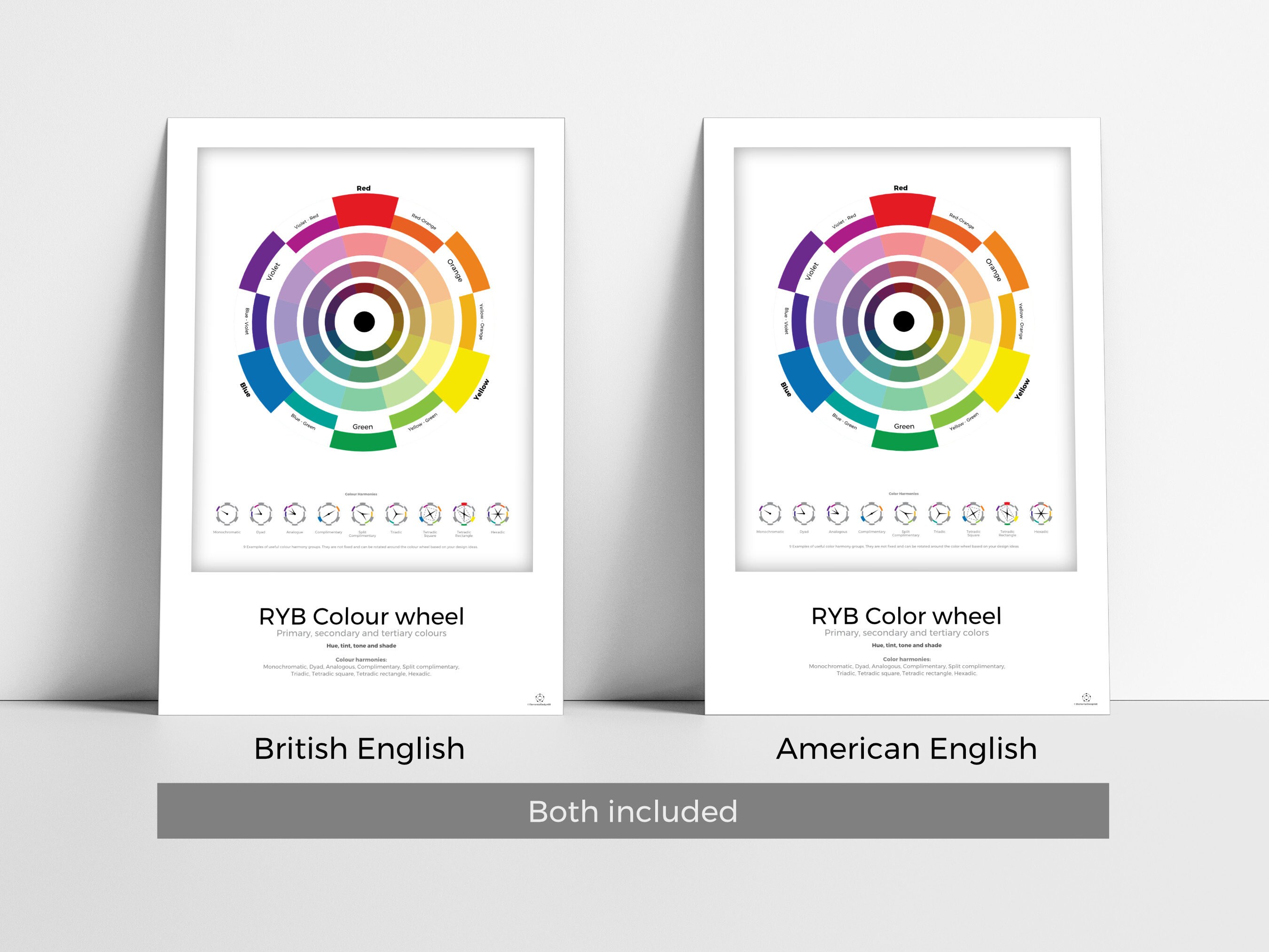 Colour Wheel, Color Theory Reference Poster, Artist/designer Digital ...