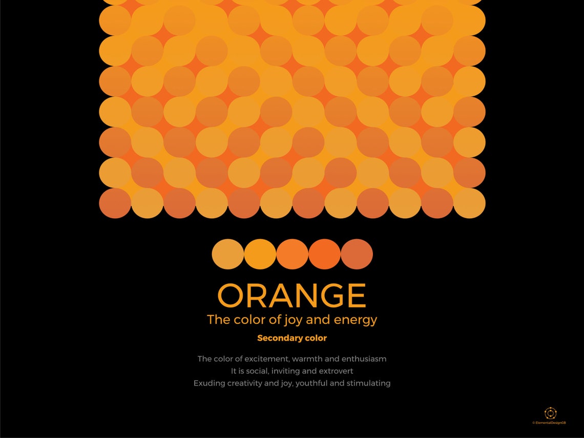 Color Psychology ORANGE V2, Light & Dark Color Theory Reference Posters ...