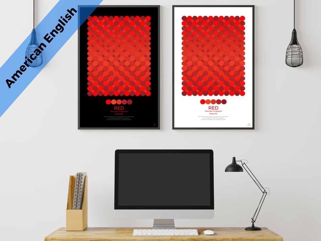 Color Psychology RED V2, Light & Dark Color Theory Reference Posters ...