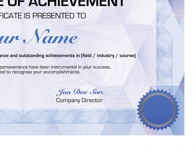 Editable Certificate of Achievement / Completion / Appreciation ...