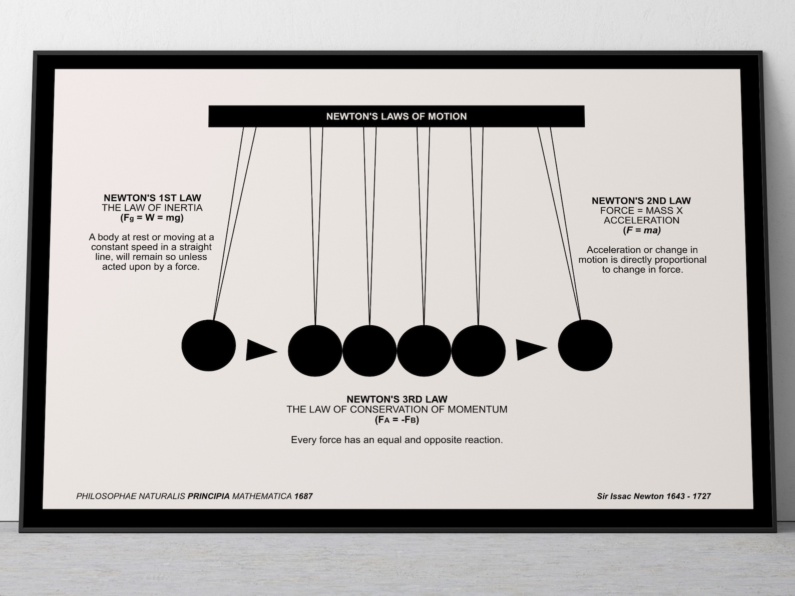 NEWTON'S 3 Laws of Motion, Physics Art Poster, Printable Digital ...