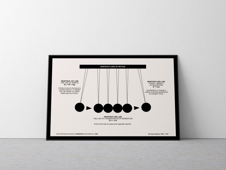 NEWTON'S 3 Laws of Motion, Physics Art Poster, Printable Digital ...
