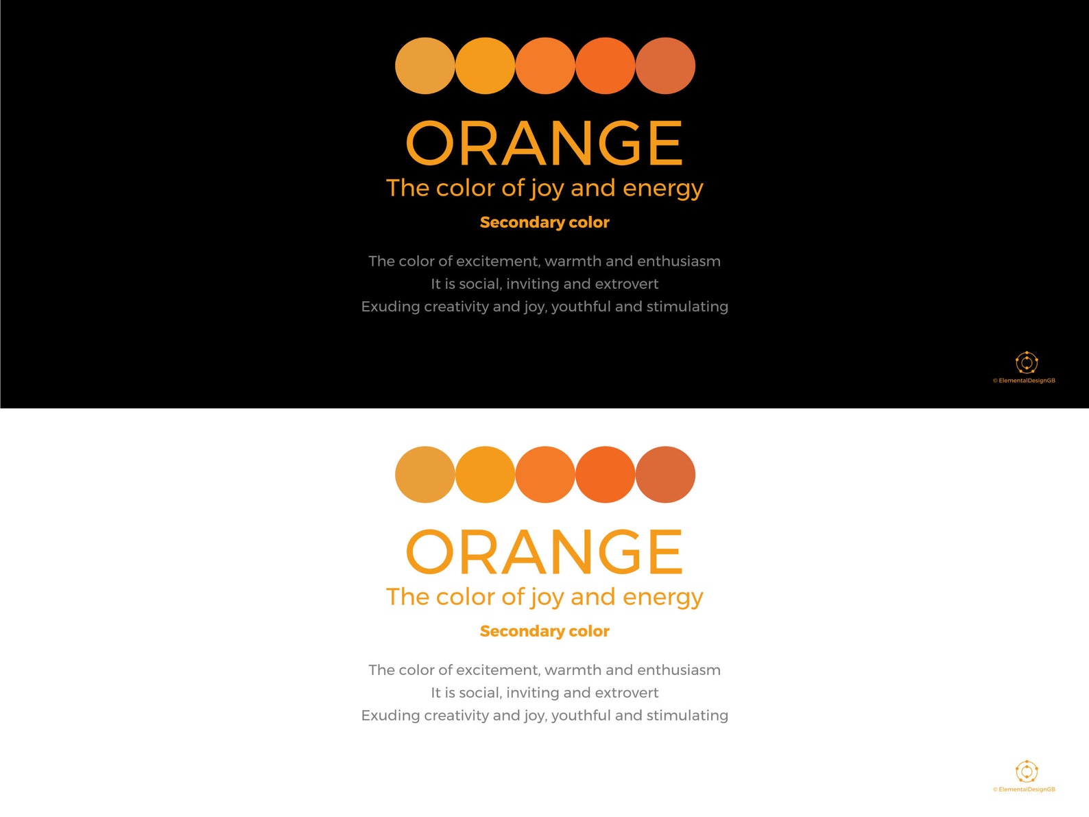 Color Psychology ORANGE V2, Light & Dark Color Theory Reference Posters ...