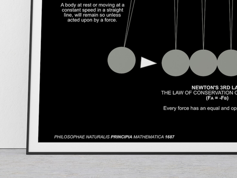 NEWTON'S 3 Laws of Motion, Physics Art Poster, Printable Digital ...