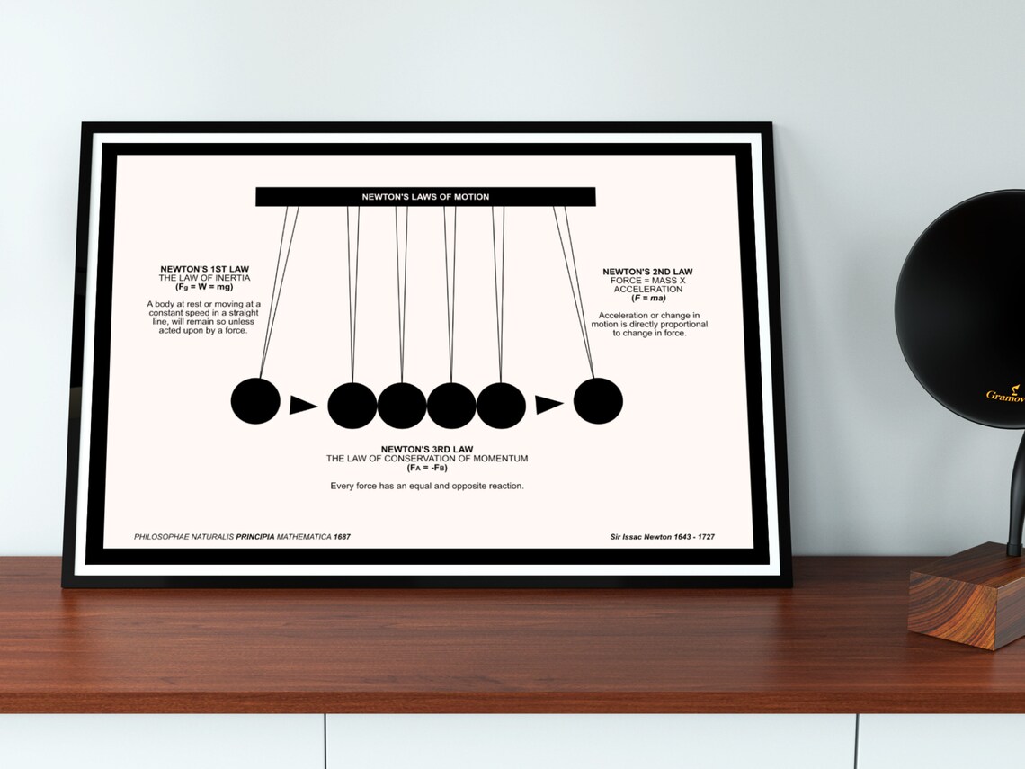 NEWTON'S 3 Laws of Motion, Physics Art Poster, Printable Digital ...