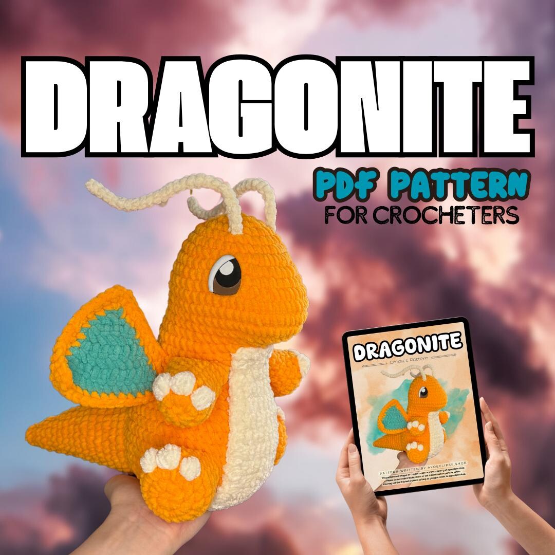 Dragonite Plushie Crochet Pattern: Intermediate Level (PDF Pattern ...
