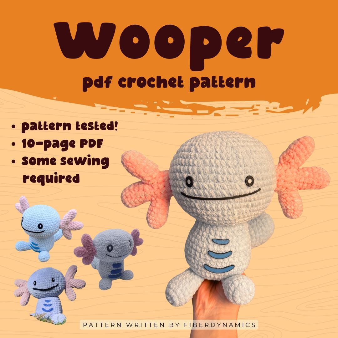Wooper Crochet Plushie Pattern: Intermediate Level (PDF Pattern) - Etsy
