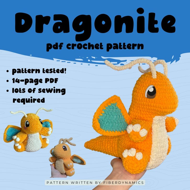 Dragonite Plushie Crochet Pattern: Intermediate Level (PDF Pattern) - Etsy
