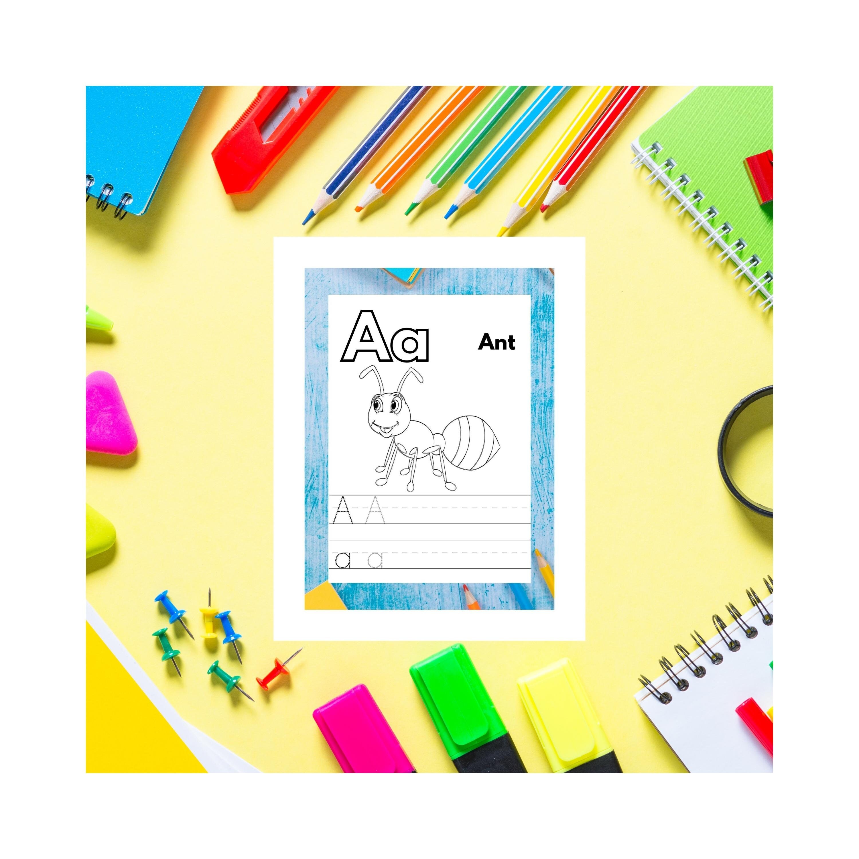 27 Page Alphabet Tracing and Coloring Printable, Handwriting Practice ...