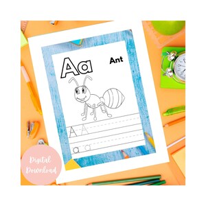 27 Page Alphabet Tracing and Coloring Printable, Handwriting Practice ...