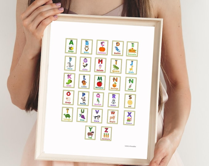SPANISH ALPHABET POSTER, Spanish Letters, Chart for Homeschool ...
