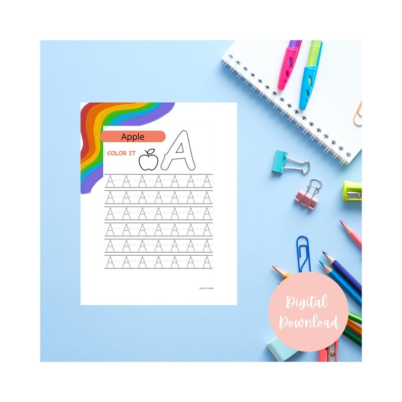 26 Page Alphabet Coloring Worksheet Printable, Learn to Write, Writing ...
