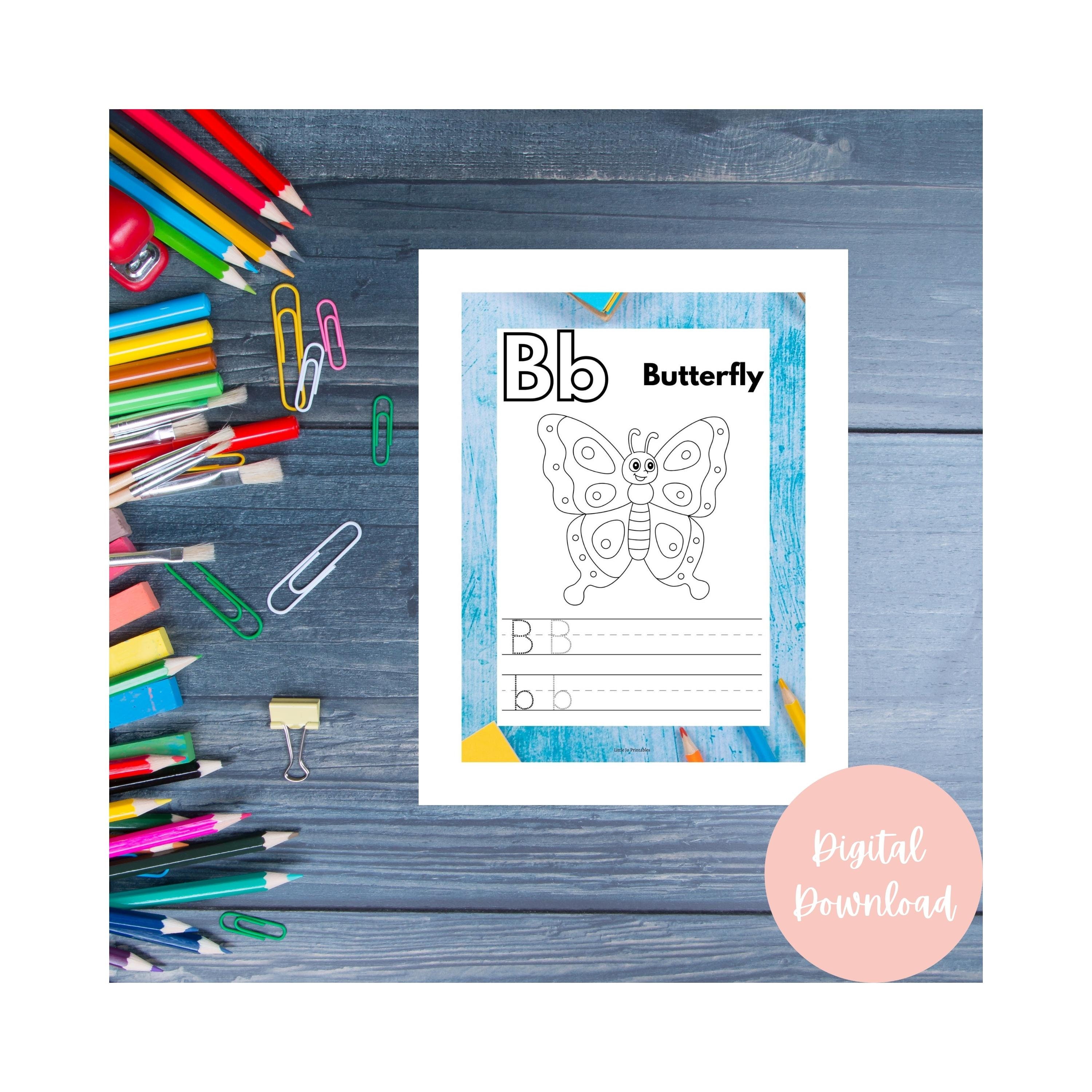 27 Page Alphabet Tracing and Coloring Printable, Handwriting Practice ...