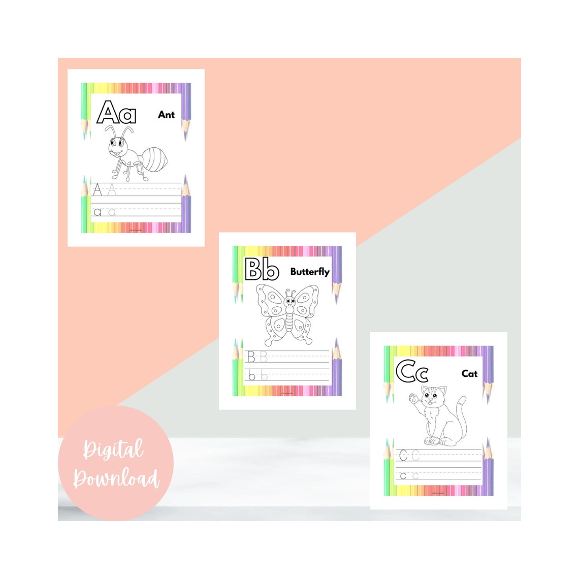 27 Page Alphabet Tracing and Coloring Printable, Tracing, Early ...