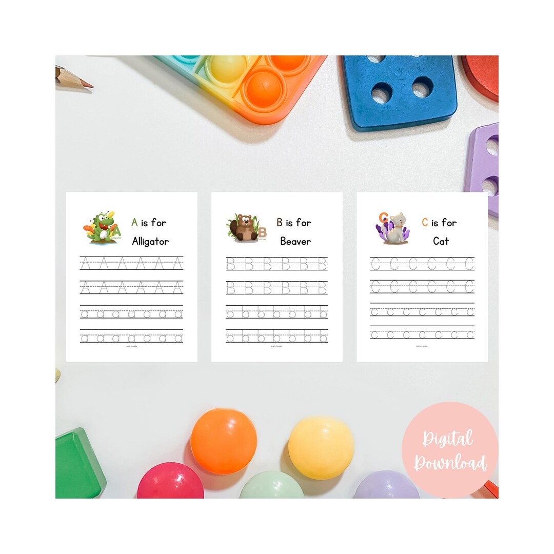 26 Page Alphabet Tracing Workbook, Handwriting Practice Sheet ...