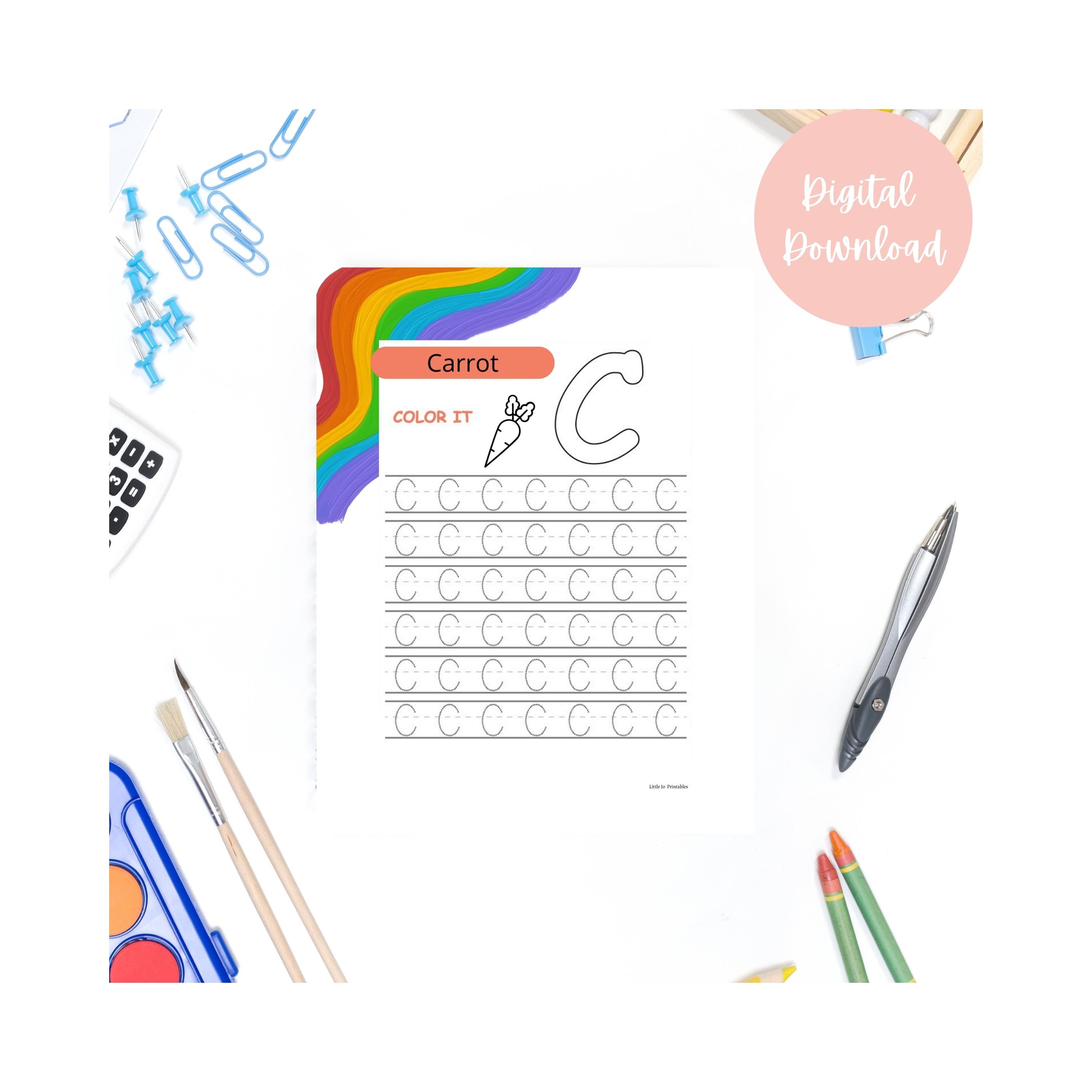 26 Page Alphabet Coloring Worksheet Printable, Learn to Write, Writing ...