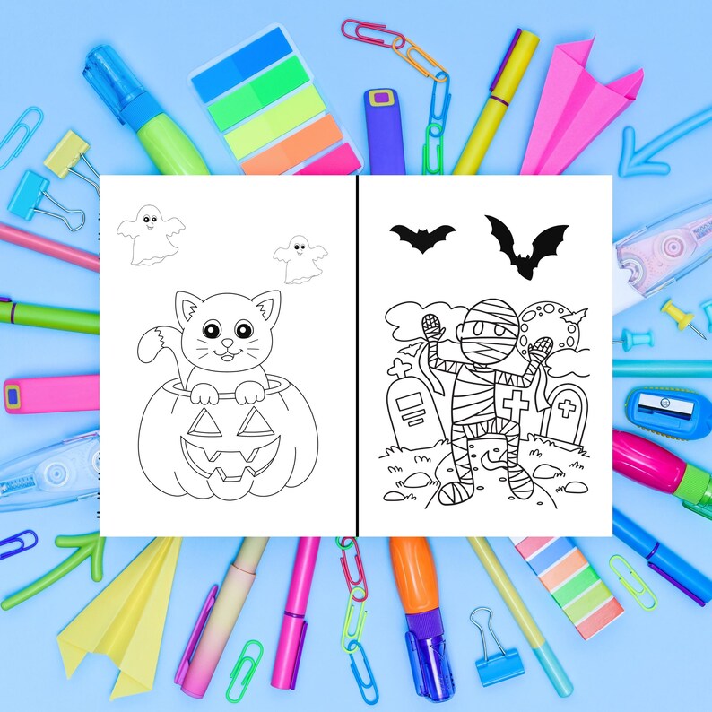 20 Page Cute Halloween Coloring Book for Kids and Toddlers, Non-scary ...