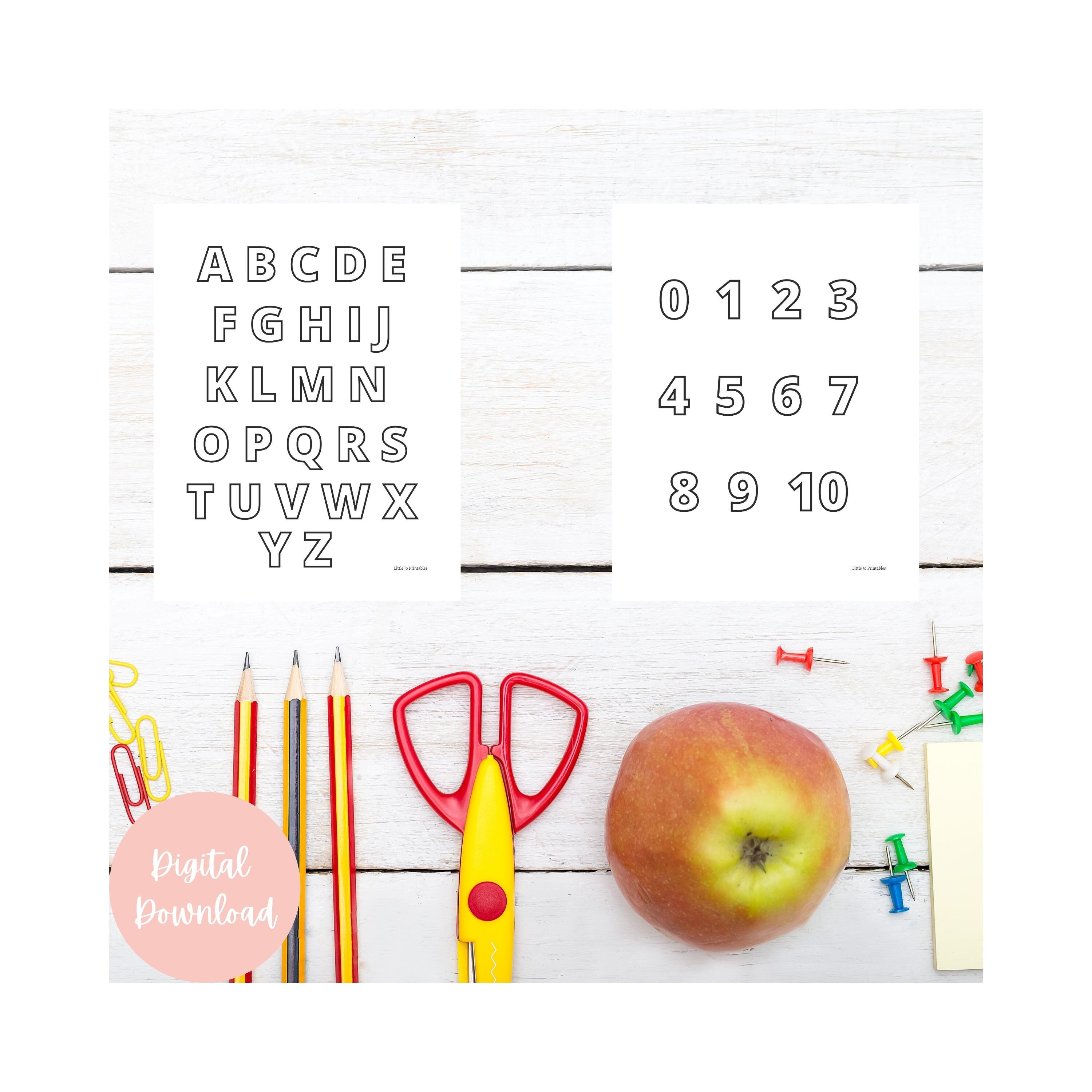 Alphabet and Numbers Coloring Printable, Coloring Pages, Kids Coloring ...