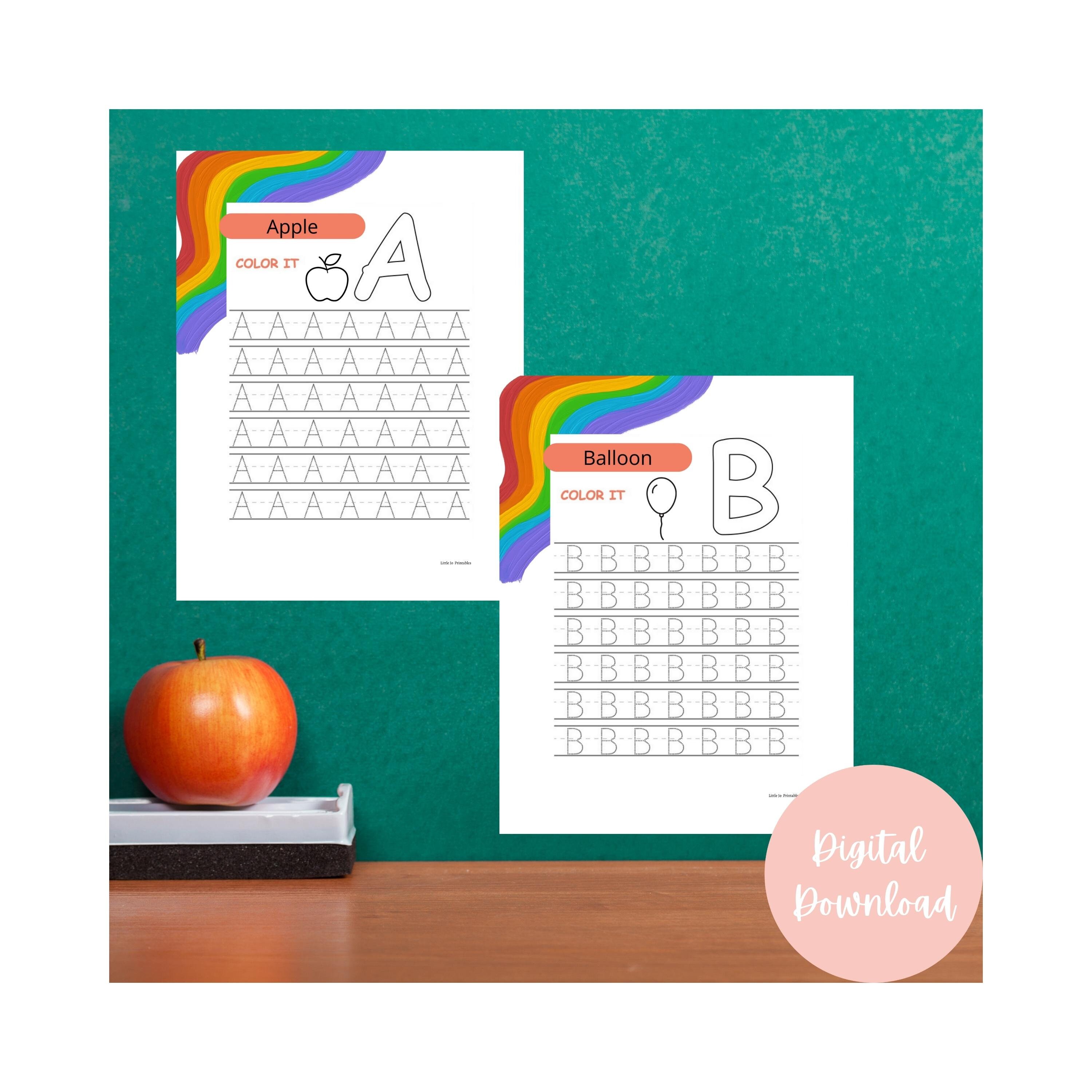 26 Page Alphabet Coloring Worksheet Printable, Learn to Write, Writing ...