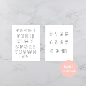 Alphabet and Numbers Coloring Printable, Coloring Pages, Kids Coloring ...