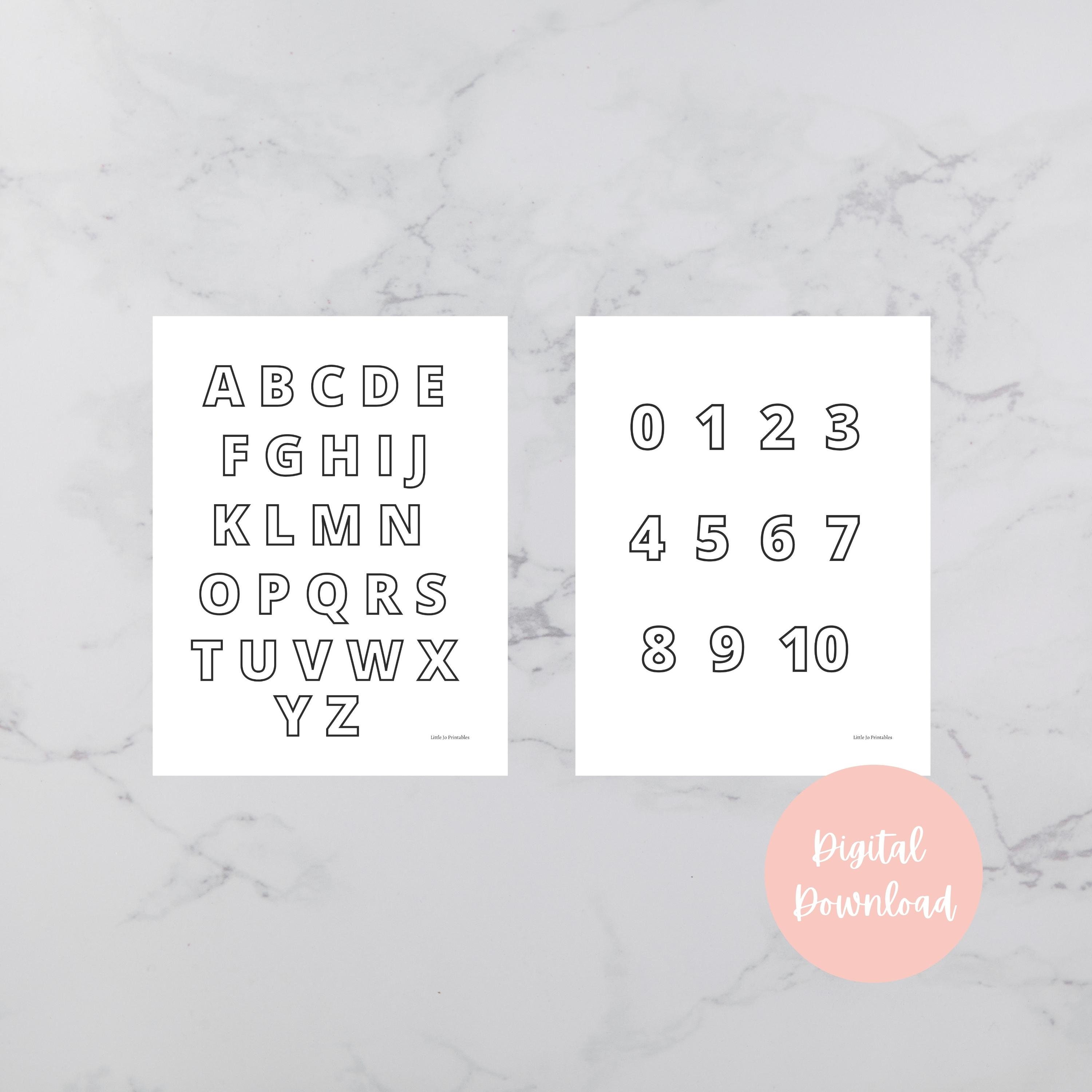 Alphabet and Numbers Coloring Printable, Coloring Pages, Kids Coloring ...