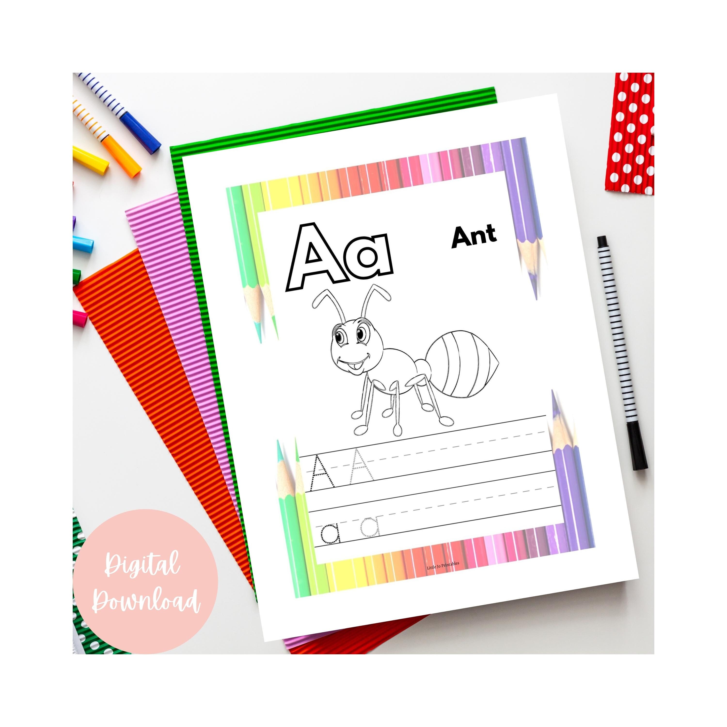 27 Page Alphabet Tracing and Coloring Printable, Tracing, Early ...