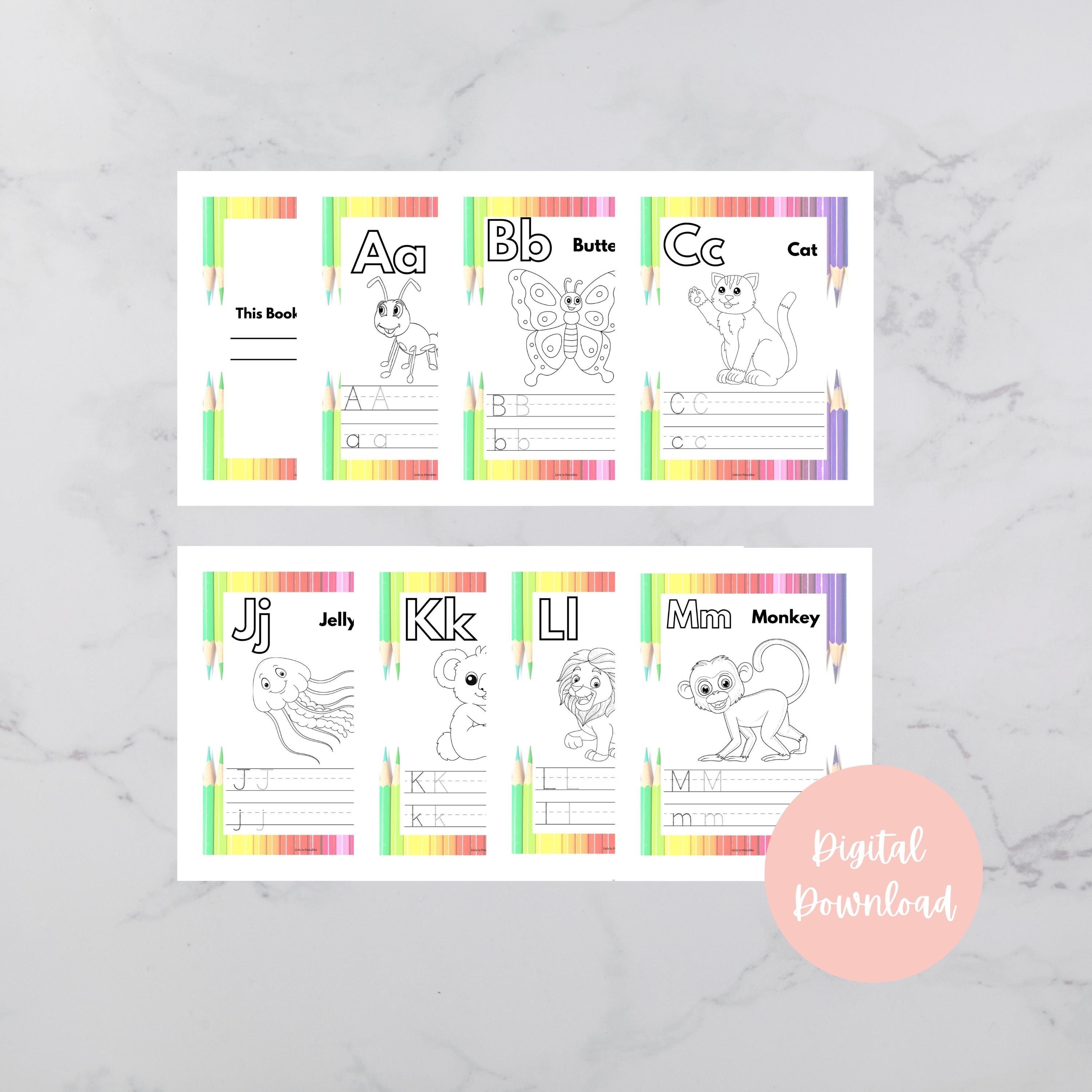 27 Page Alphabet Tracing and Coloring Printable, Tracing, Early ...