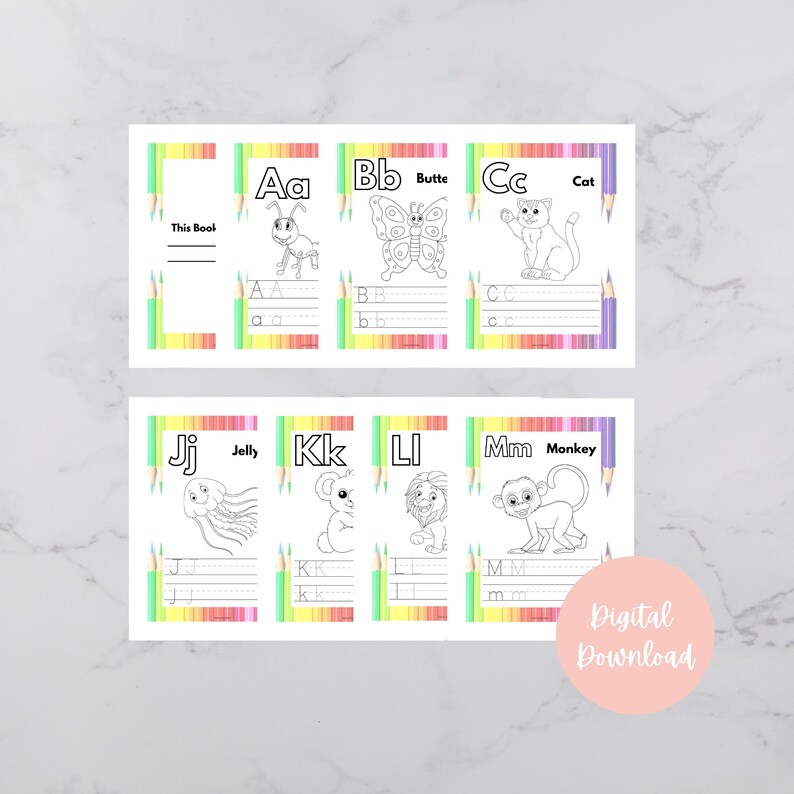 27 Page Alphabet Tracing and Coloring Printable, Tracing, Early ...
