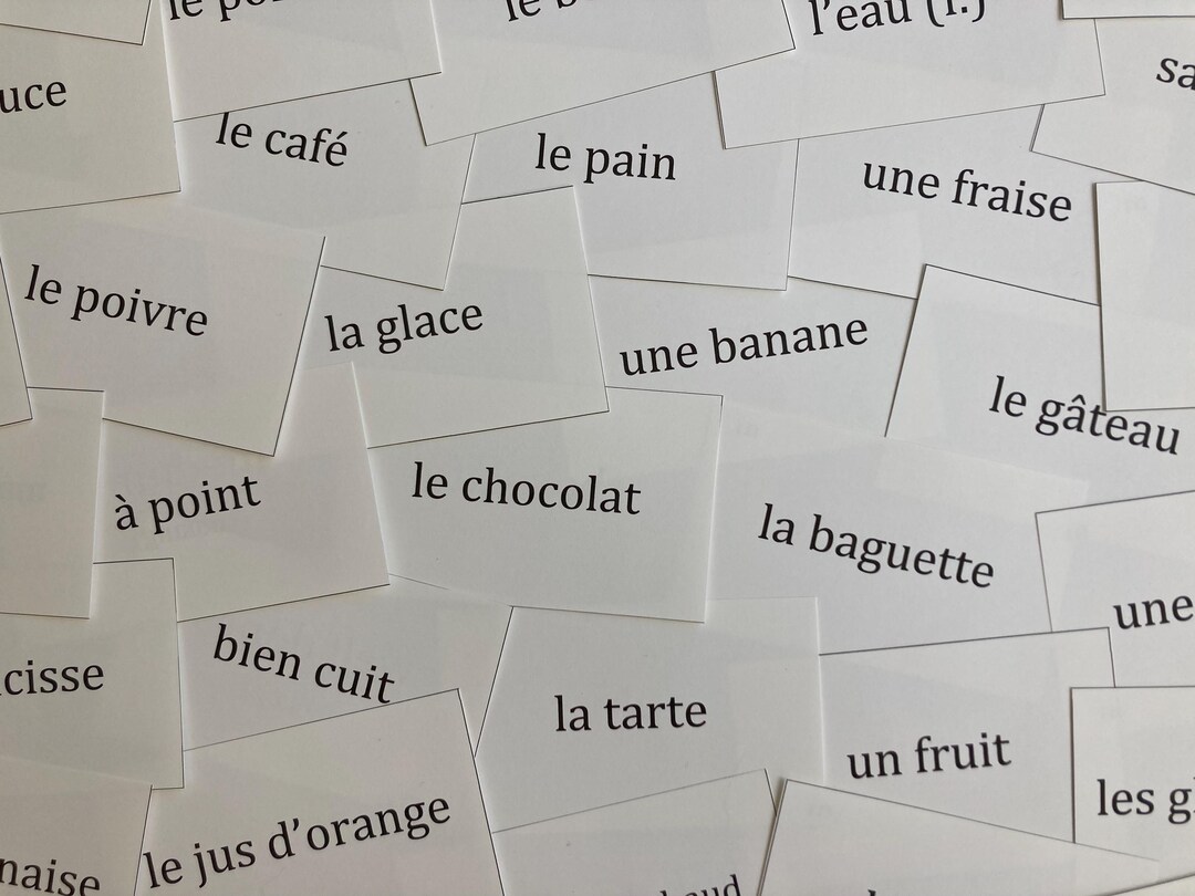 Food French/english Flashcards Double-sided 69 Cards Pack 11 - Etsy