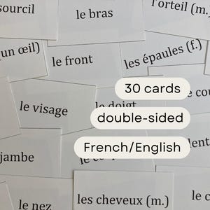 Body Parts French/english Flashcards Double-sided 30 Cards Pack 8 - Etsy