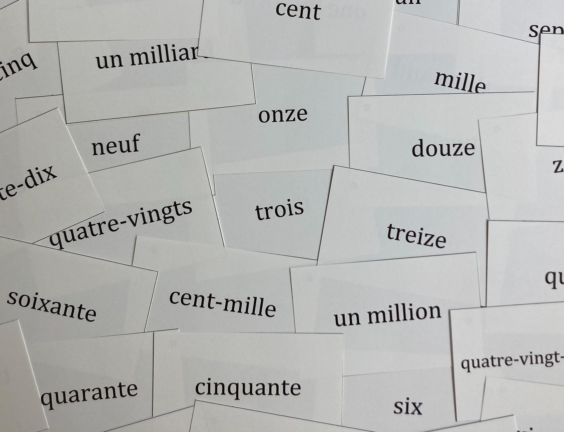 Numbers French/english Flashcards Double-sided 49 Cards - Etsy