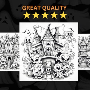 Haunted House Coloring Page, Ghost Coloring Page, Spooky Mansion ...